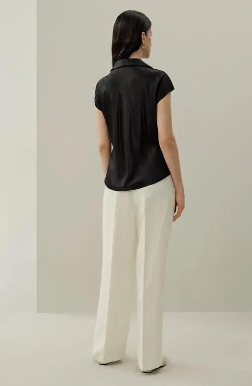 Lilysilk Bias Cut Cap-sleeve Silk Shirt