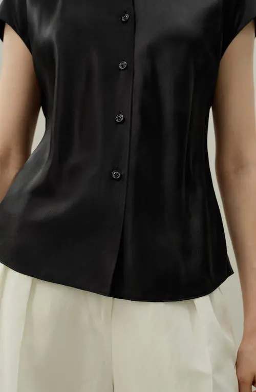 Lilysilk Bias Cut Cap-sleeve Silk Shirt
