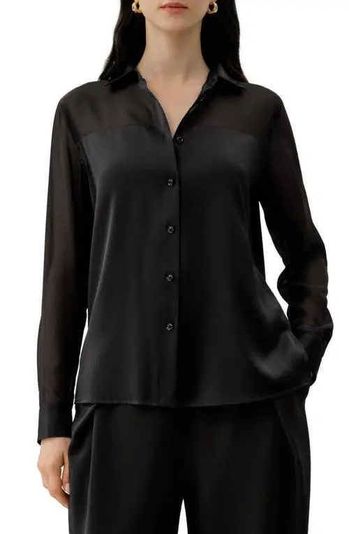 Lilysilk Silk Organza Button-down Shirt - Black