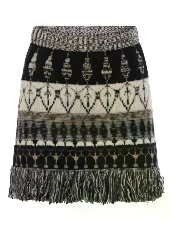 VANISÈ Striped Jacquard Knit Skirt - Black