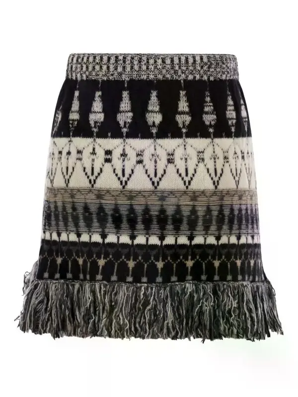 VANISÈ Striped Jacquard Knit Skirt
