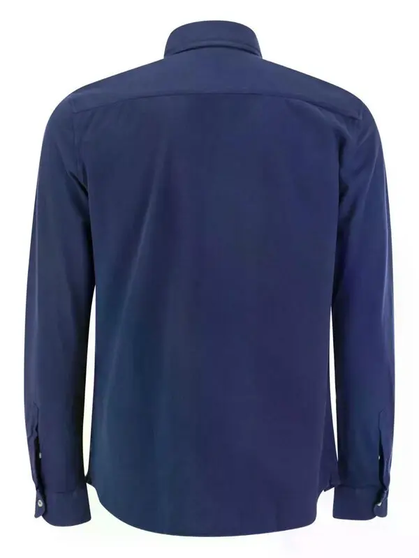 FAY French Collar Logo Label Shirt - Blue