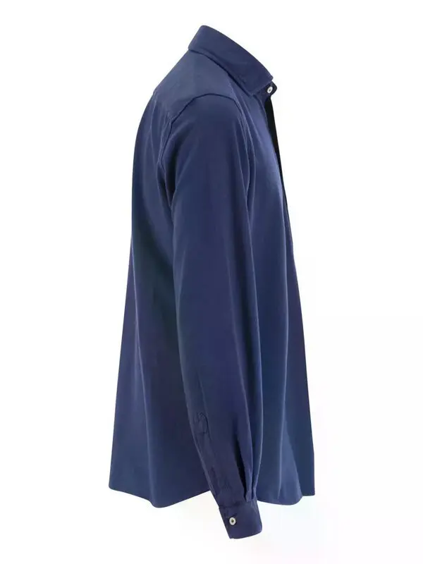 FAY French Collar Logo Label Shirt - Blue