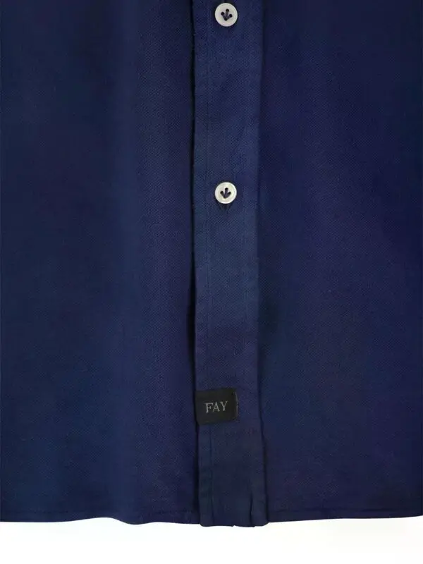 FAY French Collar Logo Label Shirt - Blue