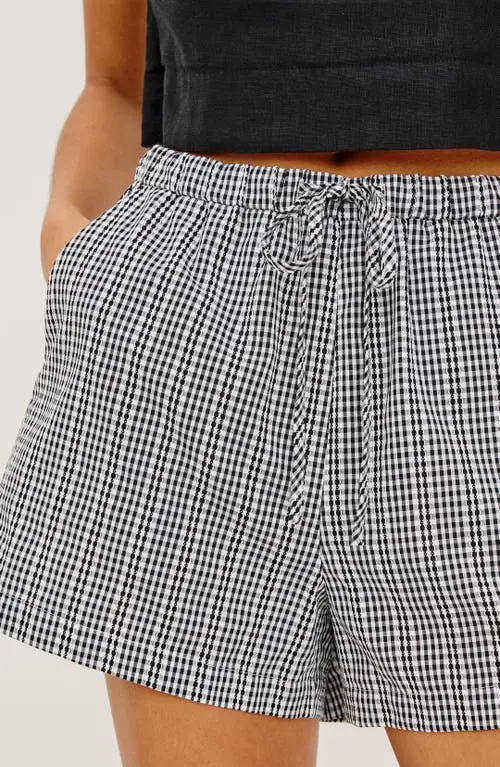 Rails Gingham Cotton Drawstring Shorts - Black Gingham
