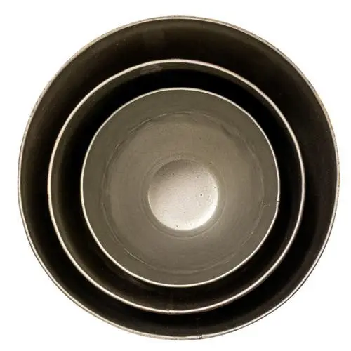 STORIED HOME Various Round Metal Planters With Distressed Finish, Pewter