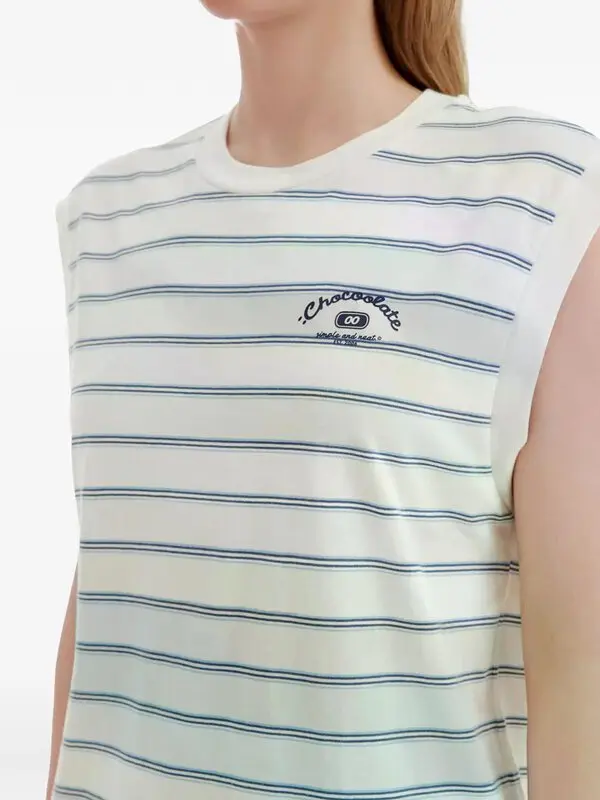 CHOCOOLATE Striped Sleeveless Top - Neutrals