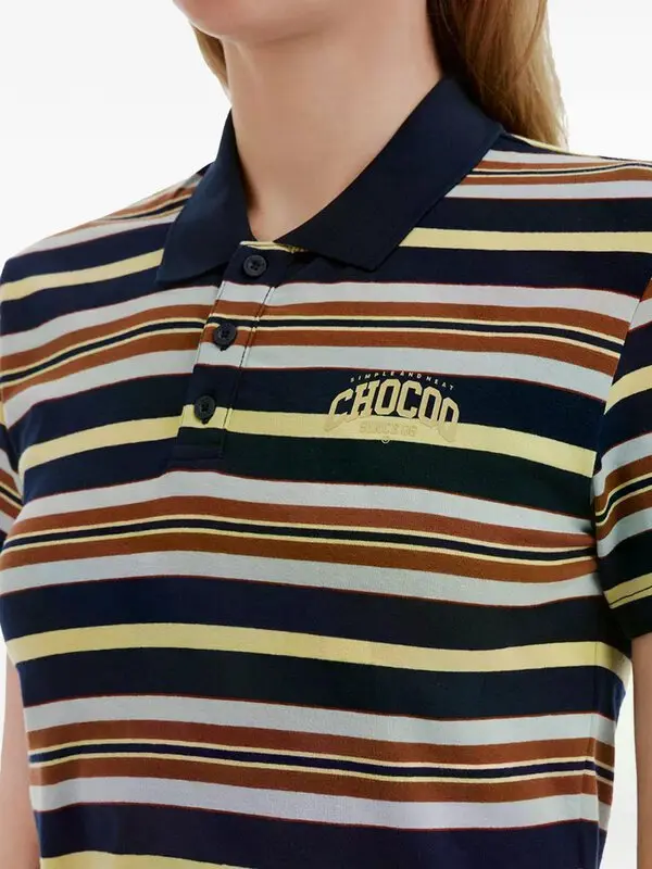 CHOCOOLATE Striped Polo Top