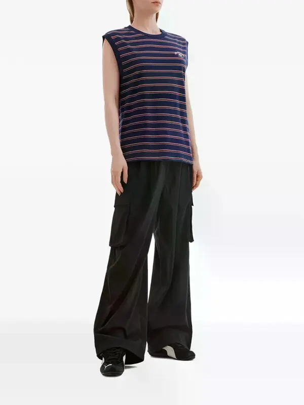 CHOCOOLATE Striped Sleeveless Top - Blue