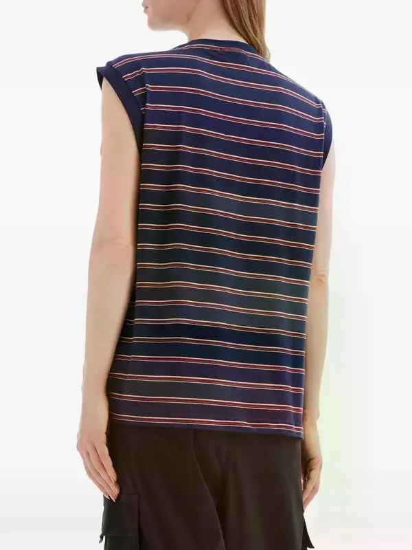 CHOCOOLATE Striped Sleeveless Top - Blue