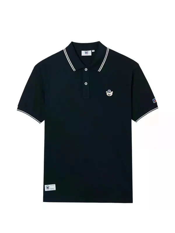 CHOCOOLATE Striped Embroidered Polo Shirt - Blue