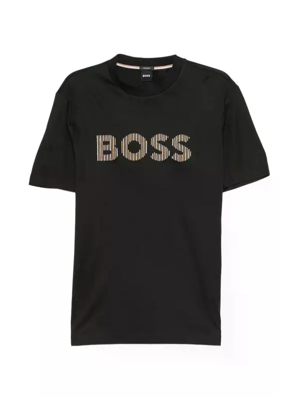 BOSS Logo-embroidered T-shirt - Black