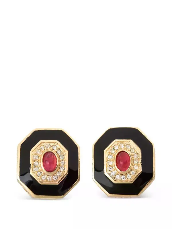 Dior 1980 Clip-on Earrings - Black
