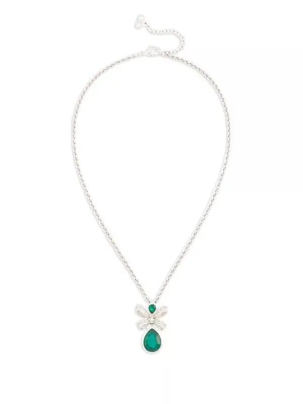 Dior 1980s Emerald Pendant Necklace - Silver