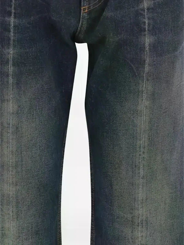 Versace Distressed Straight Jeans - Blue