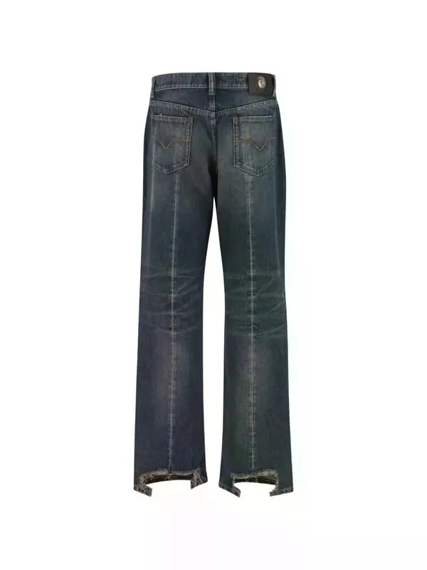 Versace Distressed Straight Jeans - Blue