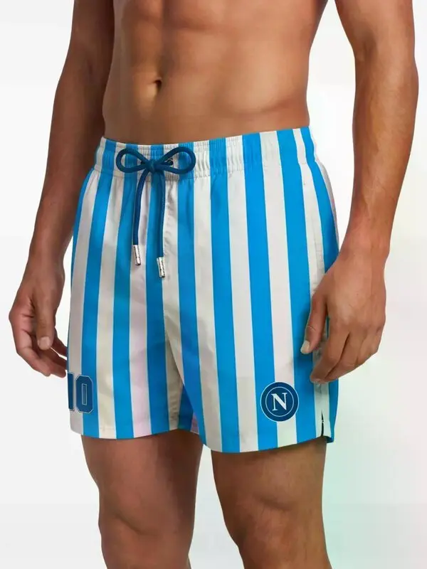 MC2 SAINT BARTH Striped Drawstring Swim Shorts - Blue