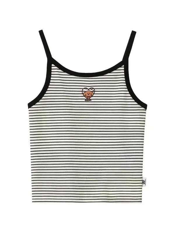 CHOCOOLATE Striped Embroidered Top