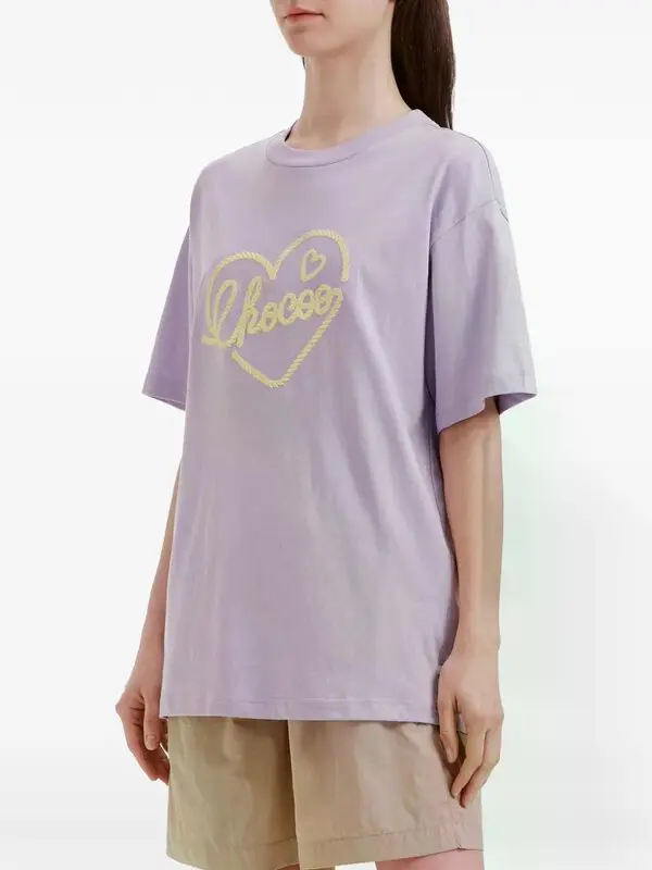 CHOCOOLATE Heart-embroidered T-shirt - Purple
