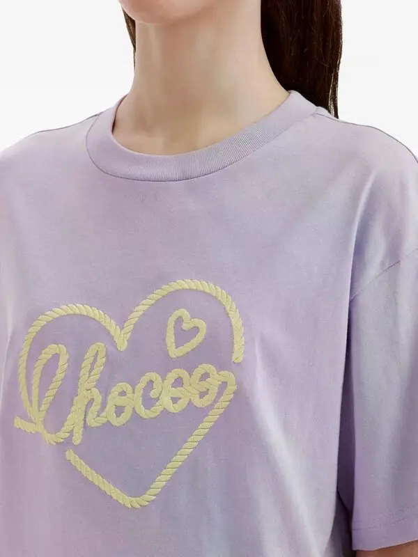 CHOCOOLATE Heart-embroidered T-shirt - Purple