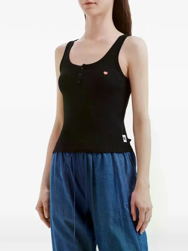 CHOCOOLATE Button Embellished Tank Top - Black