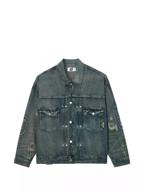 Izzue Distressed Denim Trucker Jacket - Blue