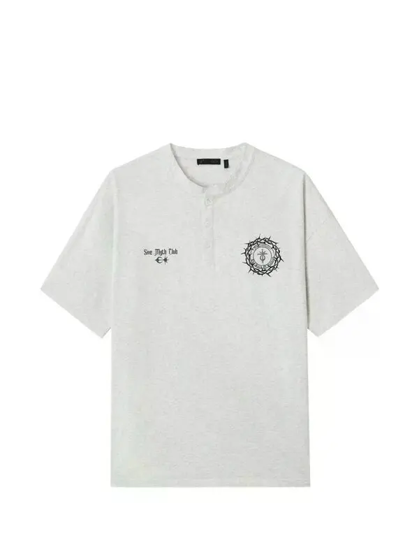 FIVE CM Button Graphic T-shirt - Grey