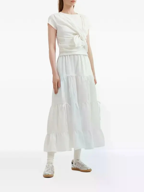 TOUT A COUP Tiered Drawstring Midi Skirt
