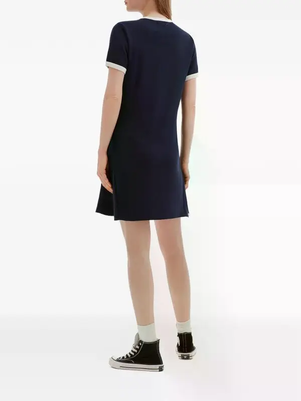 CHOCOOLATE Embroidered Ringer Trim Dress - Blue
