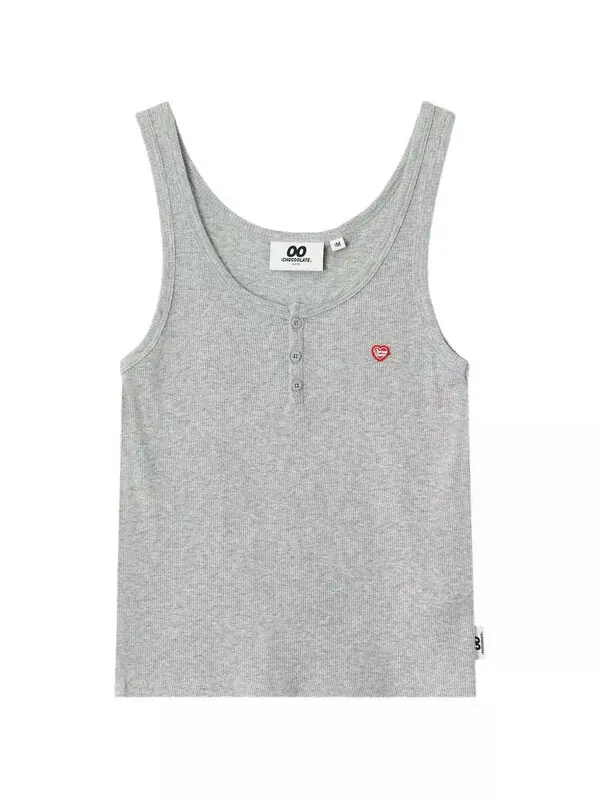 CHOCOOLATE Ribbed Tank Top With Heart Motif - Grey