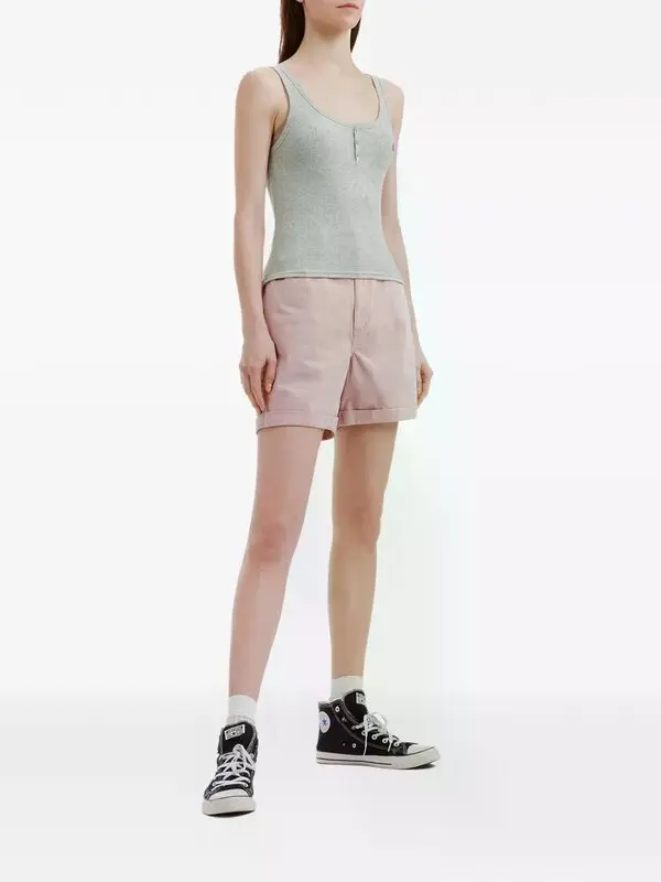CHOCOOLATE Ribbed Tank Top With Heart Motif - Grey