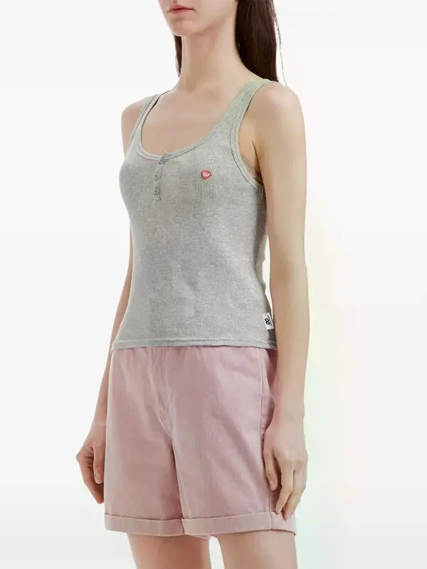 CHOCOOLATE Ribbed Tank Top With Heart Motif - Grey