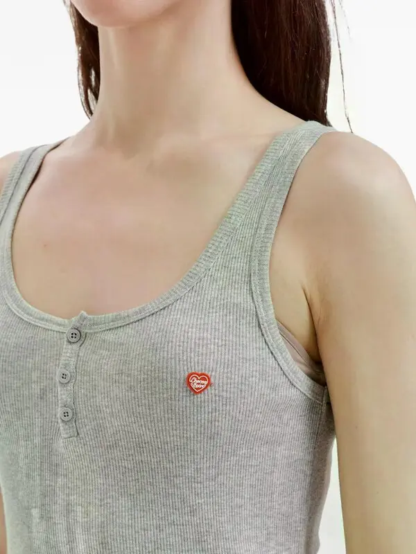 CHOCOOLATE Ribbed Tank Top With Heart Motif - Grey