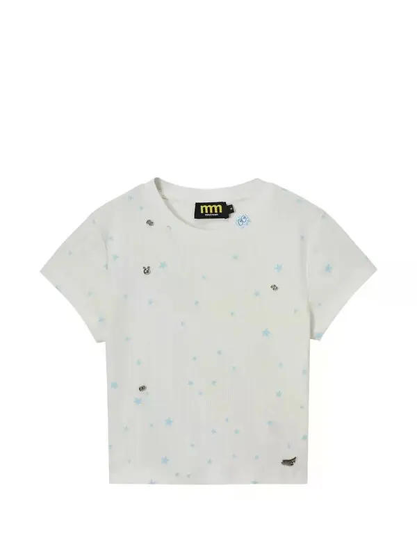 MINI CREAM Star-print Cropped T-shirt - White