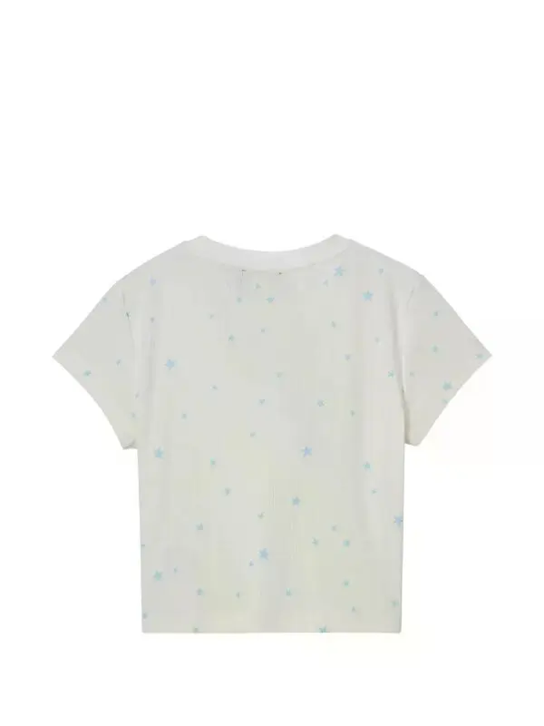 MINI CREAM Star-print Cropped T-shirt - White