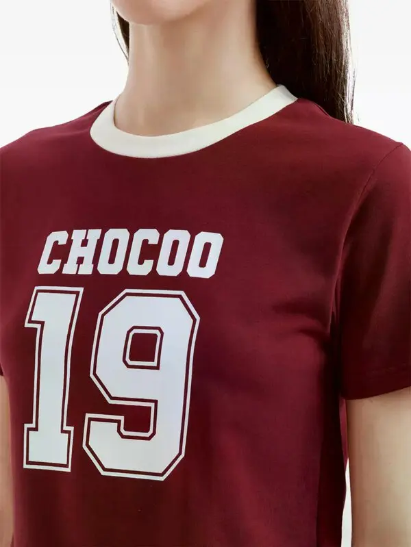 CHOCOOLATE Graphic Ringer T-shirt - Red