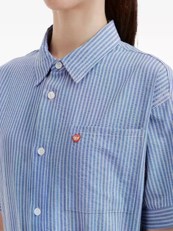 CHOCOOLATE Striped Belted Shirt Dress - Blue