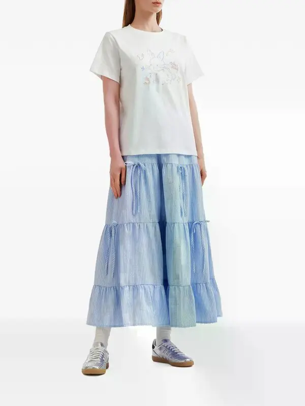 TOUT A COUP Striped Midi Skirt - Blue