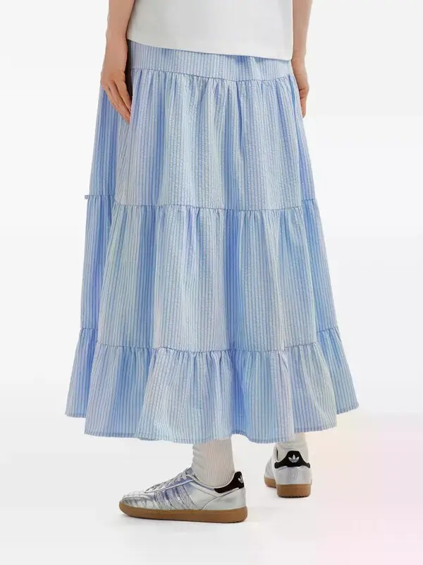 TOUT A COUP Striped Midi Skirt - Blue