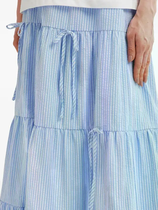 TOUT A COUP Striped Midi Skirt - Blue