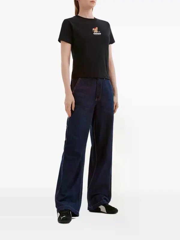 CHOCOOLATE Logo-embroidered T-shirt - Black