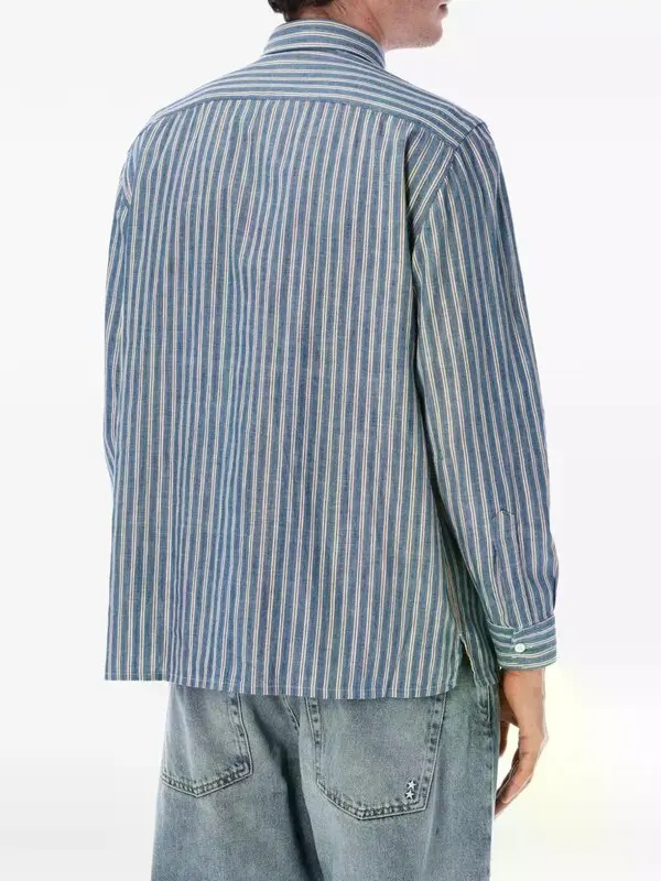 SALVATORE PICCOLO Striped Chest-pocket Shirt - Blue
