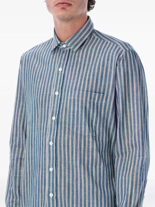 SALVATORE PICCOLO Striped Chest-pocket Shirt - Blue