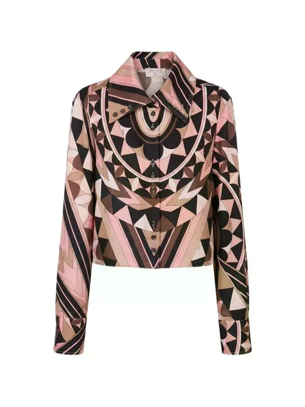 Emilio Pucci Manuba Print Silk Crop Shirt