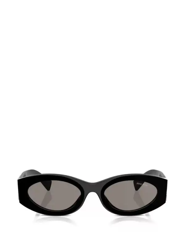 Miu Miu Logo Oval-frame Sunglasses - Black