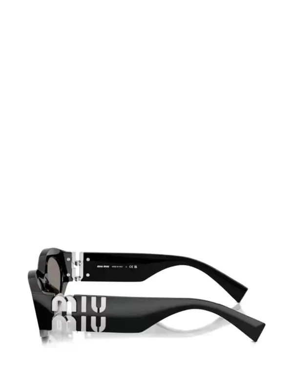Miu Miu Logo Oval-frame Sunglasses - Black