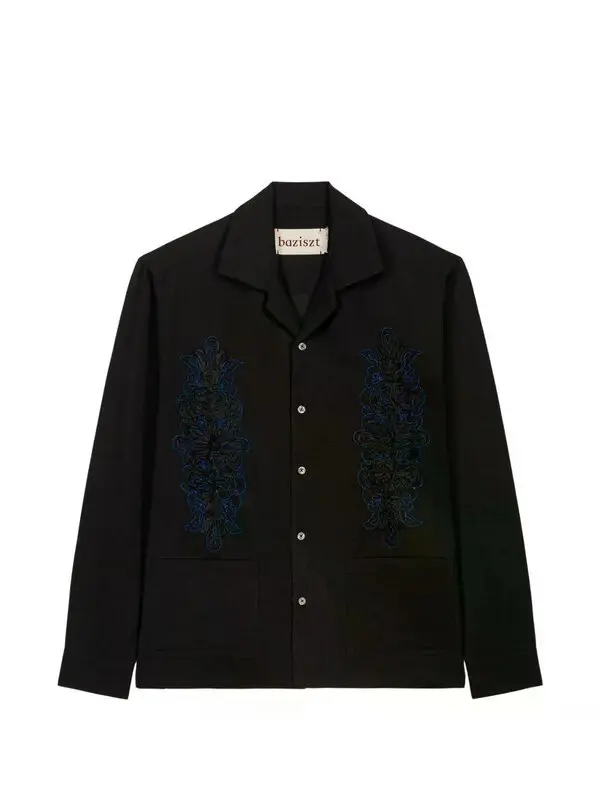 BAZISZT Duke Floral-embroidered Shirt - Black