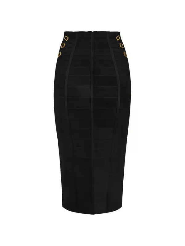 Elisabetta Franchi 3d Knit Ring-detail Midi Skirt - Black