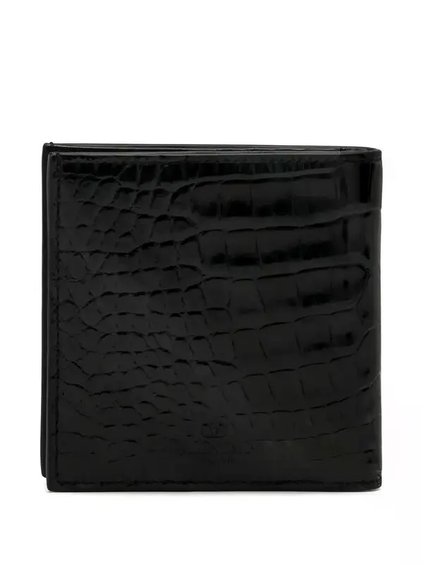 Valentino Garavani Crocodile-embossed Leather Wallet