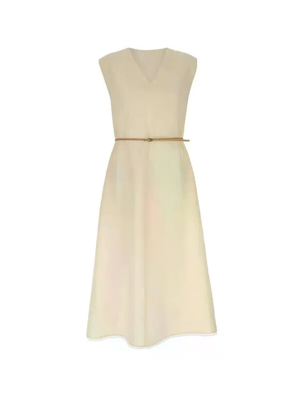 Fabiana Filippi V-neck Belted Midi Dress - Neutrals